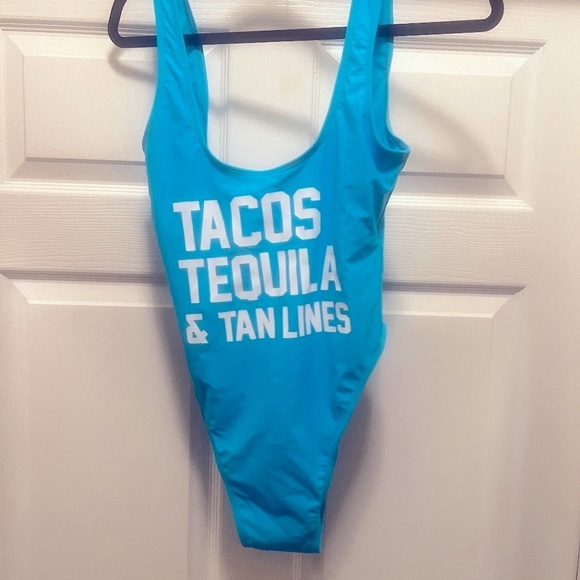 Etsy | Swim | New Tacos Tequila Tan Lines Blue One Piece Swimsuit Size ...